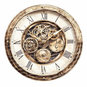 Sepia Clock Clip Art, 12x Watercolor Vintage Clock Clipart Set ...