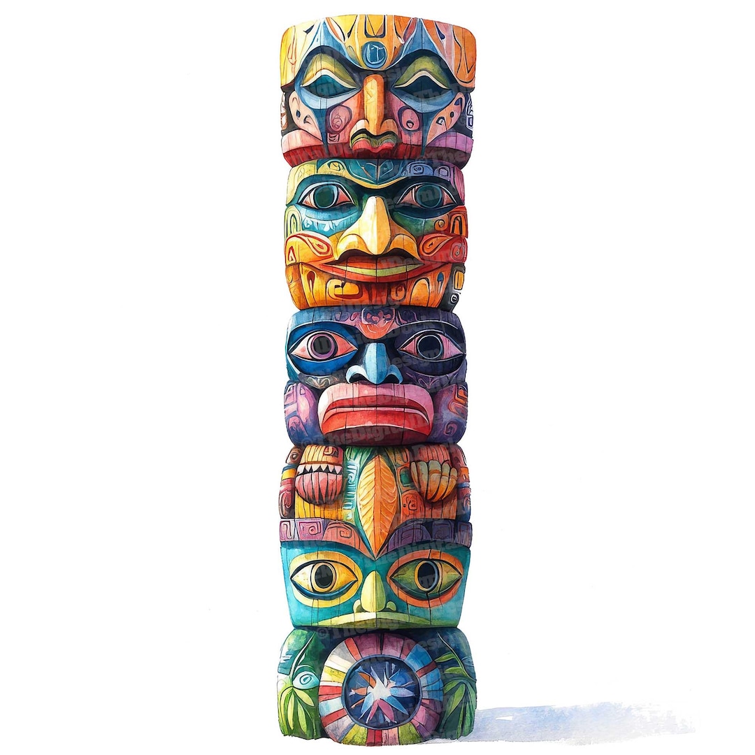 12x Tribal Totem Pole Clipart, Indigenous Artwork, High Quality Jpgs ...