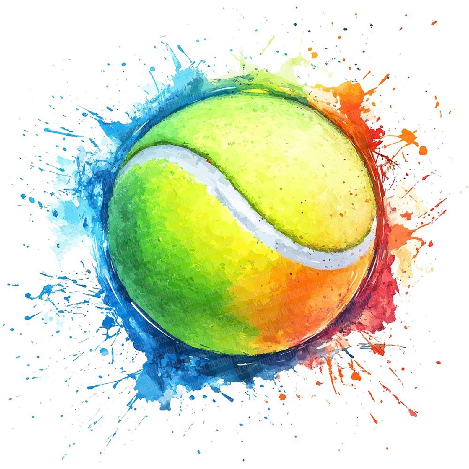 Tennis Ball PNG Clipart, 12x Watercolor Sports Clip Art Set, Printable ...