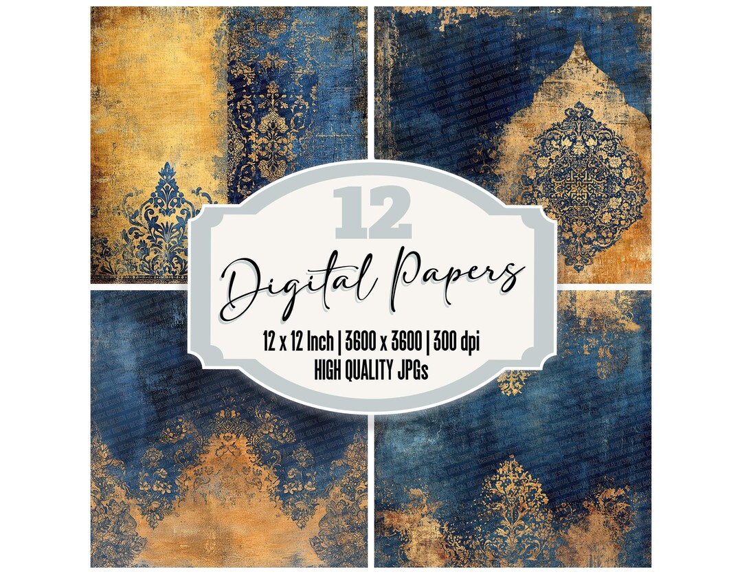 12x Distressed Persian Digital Paper Pack Ornate Junk Journal Paper ...