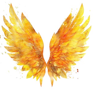 12x Angel Wings Clipart, Golden Angels Wings Clipart, Printable ...