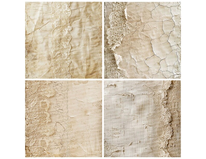 12 Shabby Chic Lace Digital Paper, Distressed Junk Journal Paper ...