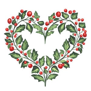 12 Christmas Heart Wreath Clip Art, Holiday Floral Watercolor Set ...