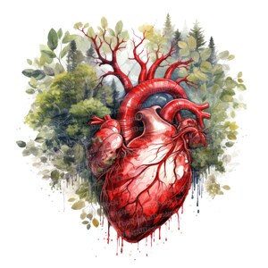 12x Human Heart Tree Clipart, Tree Theme Clipart, Printable Watercolor ...