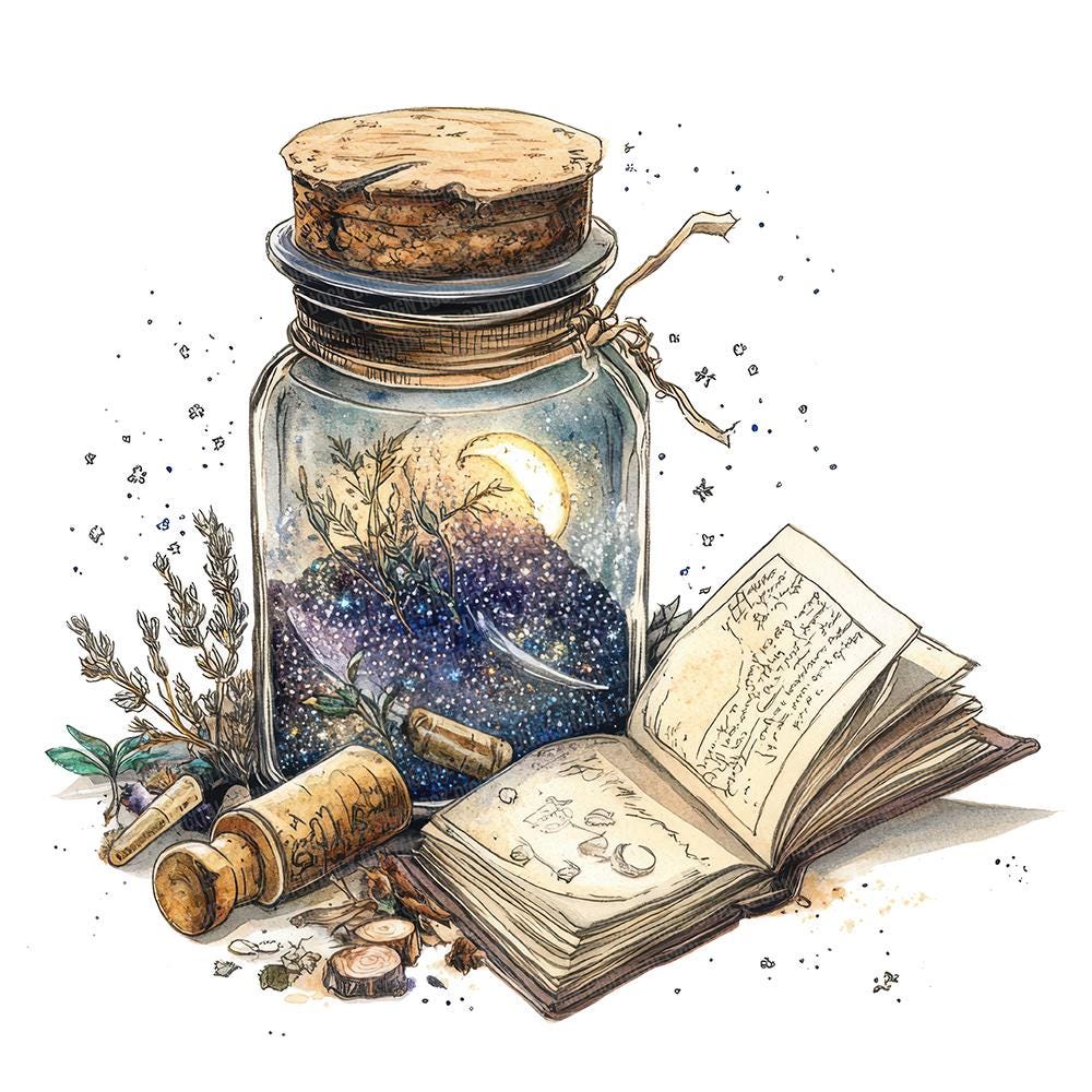 Spell Jar PNG Clipart, 12x Moon Dust Potion Clip Art Set, Printable ...