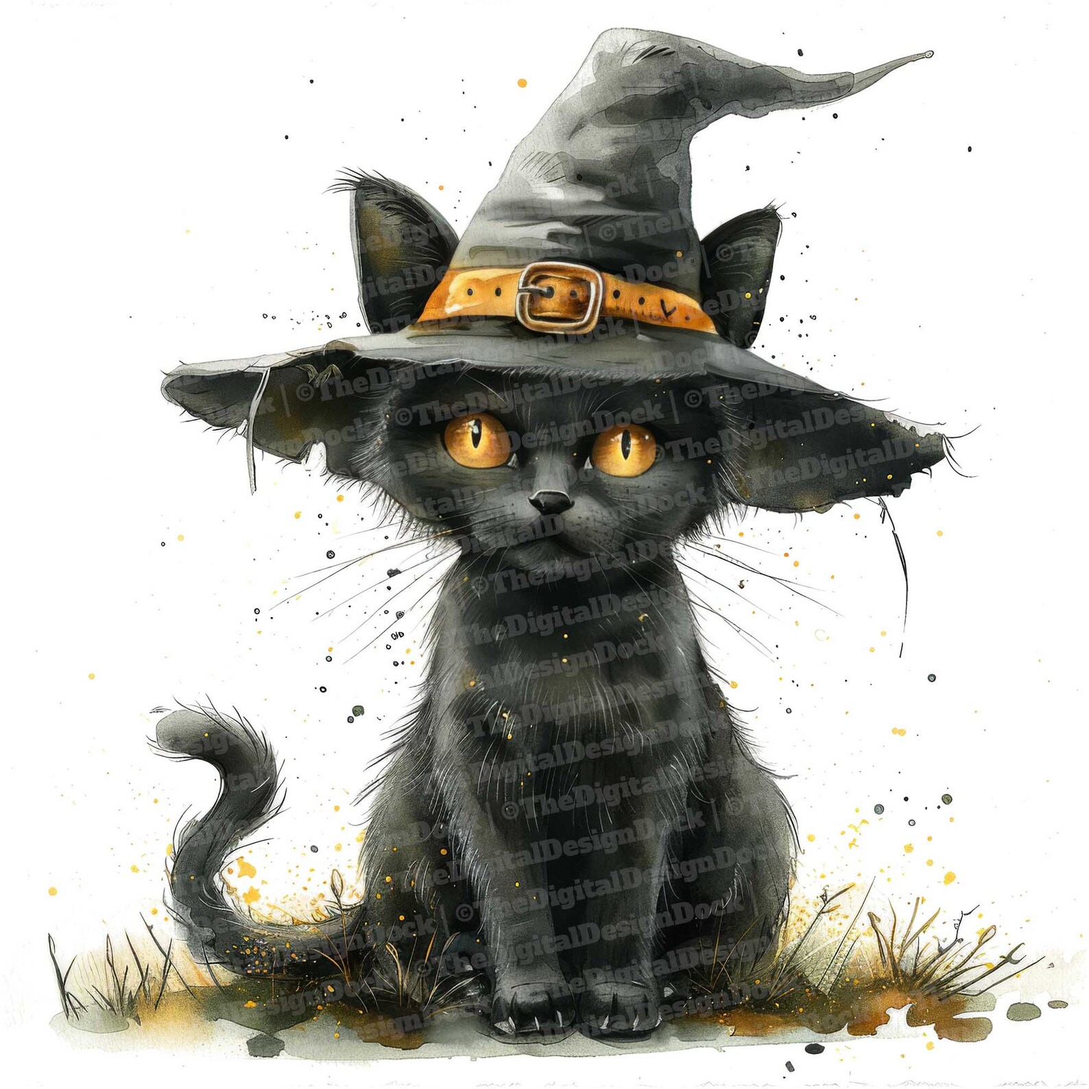 Halloween Cat Clipart, 12 Jpgs, Witch Hat Cat Clipart, Printable ...