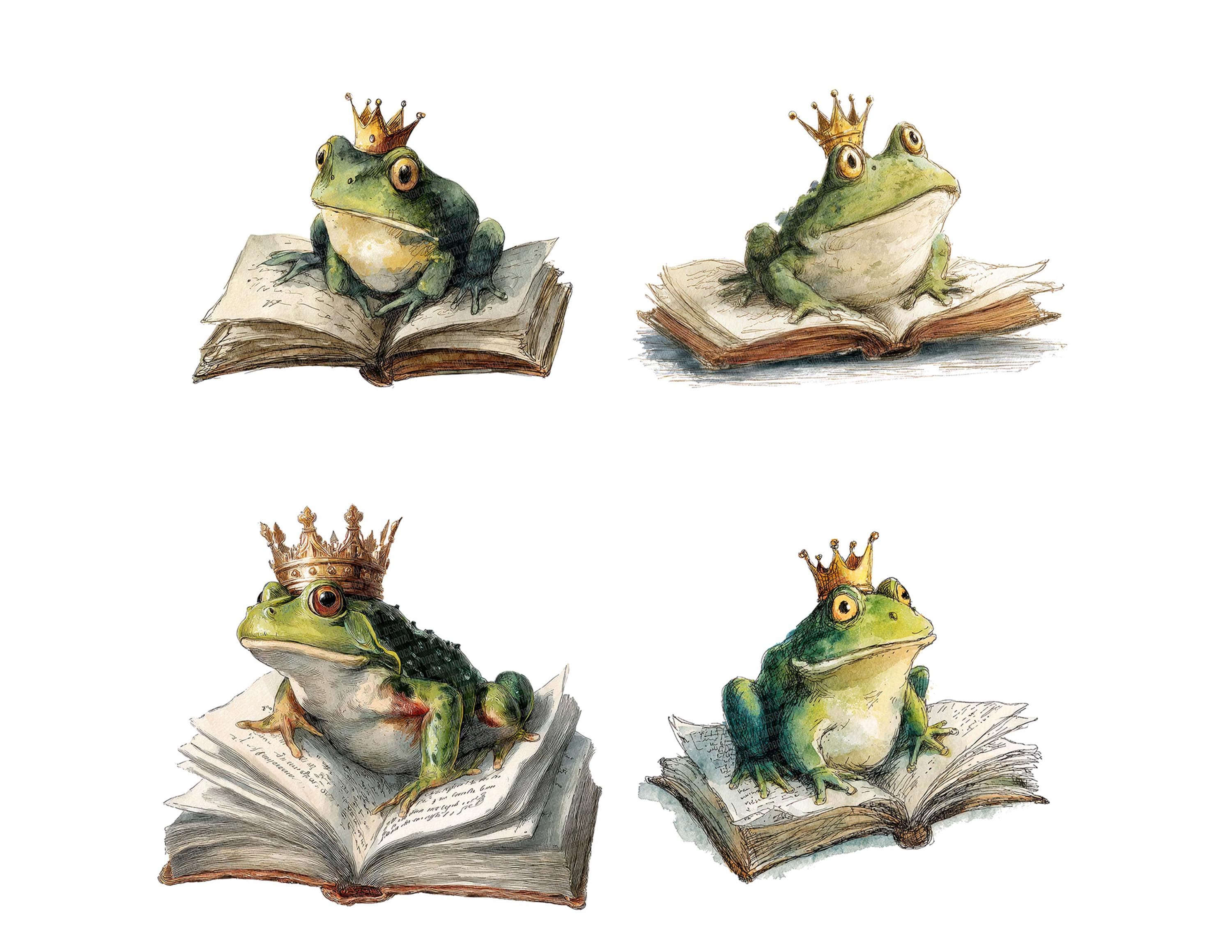 Frog Prince PNG Clipart, 12x Storybook Frog Clip Art Set, Printable ...