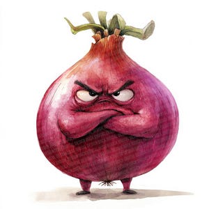 Angry Onion Watercolor PNG Clipart, 12x Funny Vegetable Character PNG ...