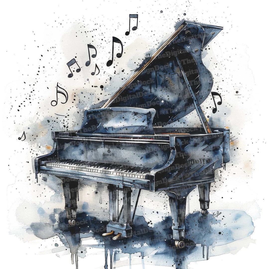 12x Classic Piano Music Notes Clipart, Musical Clipart, Printable ...