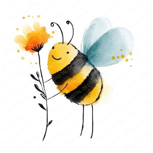 Bee PNG Clipart, 12x Minimal Bumblebee Clip Art Set, Printable ...