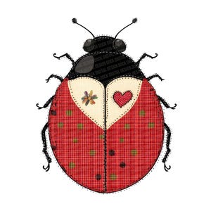 Fabric Ladybird PNG Clipart, 12x Gingham Patch Bug Clip Art Set ...