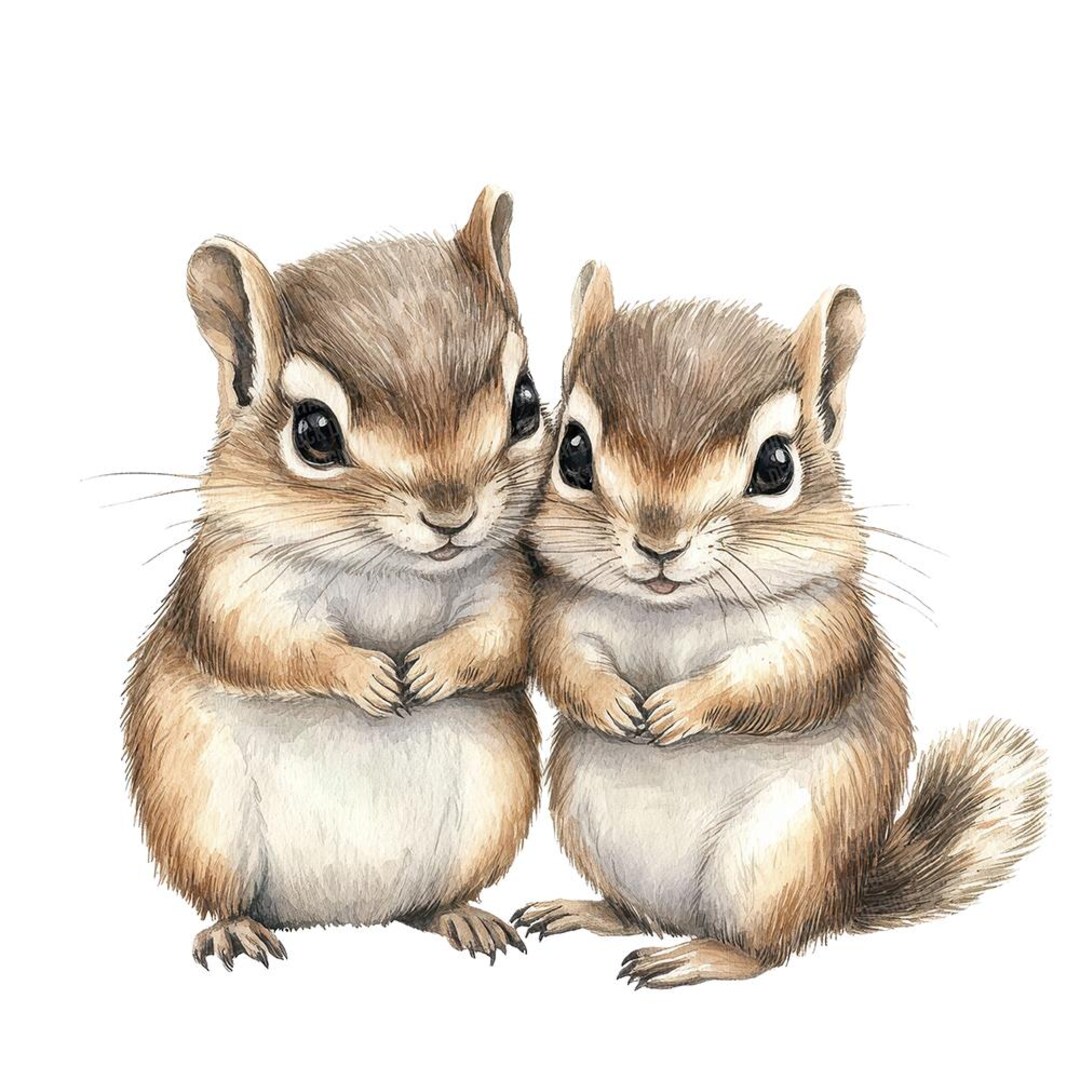 Cute Chipmunks PNG Clipart, 12x Woodland Animal Clip Art Set, Printable ...