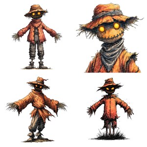 Scarecrow PNG Clipart, 12 Halloween Watercolor Scarecrows Clip Art ...