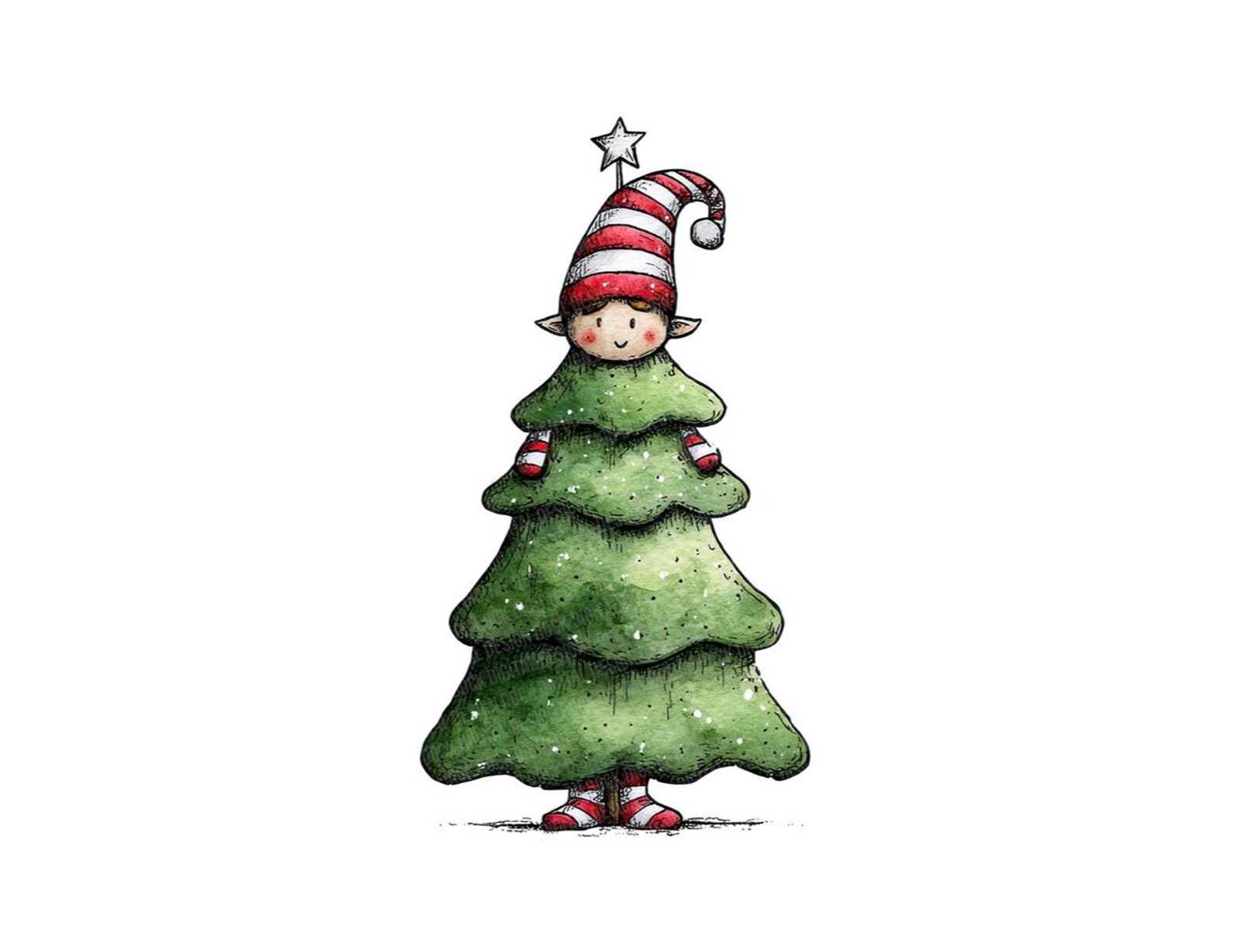 Elf Christmas Tree PNG Clipart, 12x Whimsical Holiday Tree Clip Art Set ...