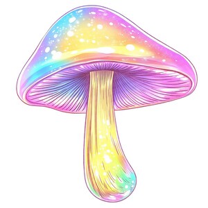 Rainbow Mushroom PNG Clipart, 12x Magical Fantasy Mushroom Clip Art Set ...