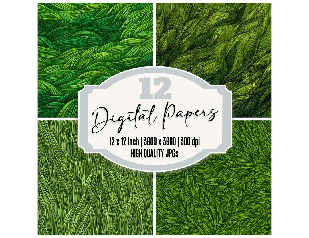 Green Grass Blades Junk Journal Paper Pack 12x Nature Texture ...