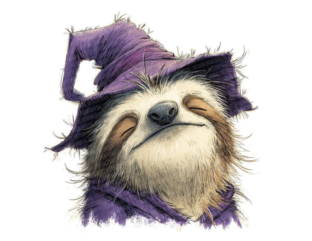 Wizard Sloth PNG Clip Art, 12x Magical Animal Clipart Set, Printable ...