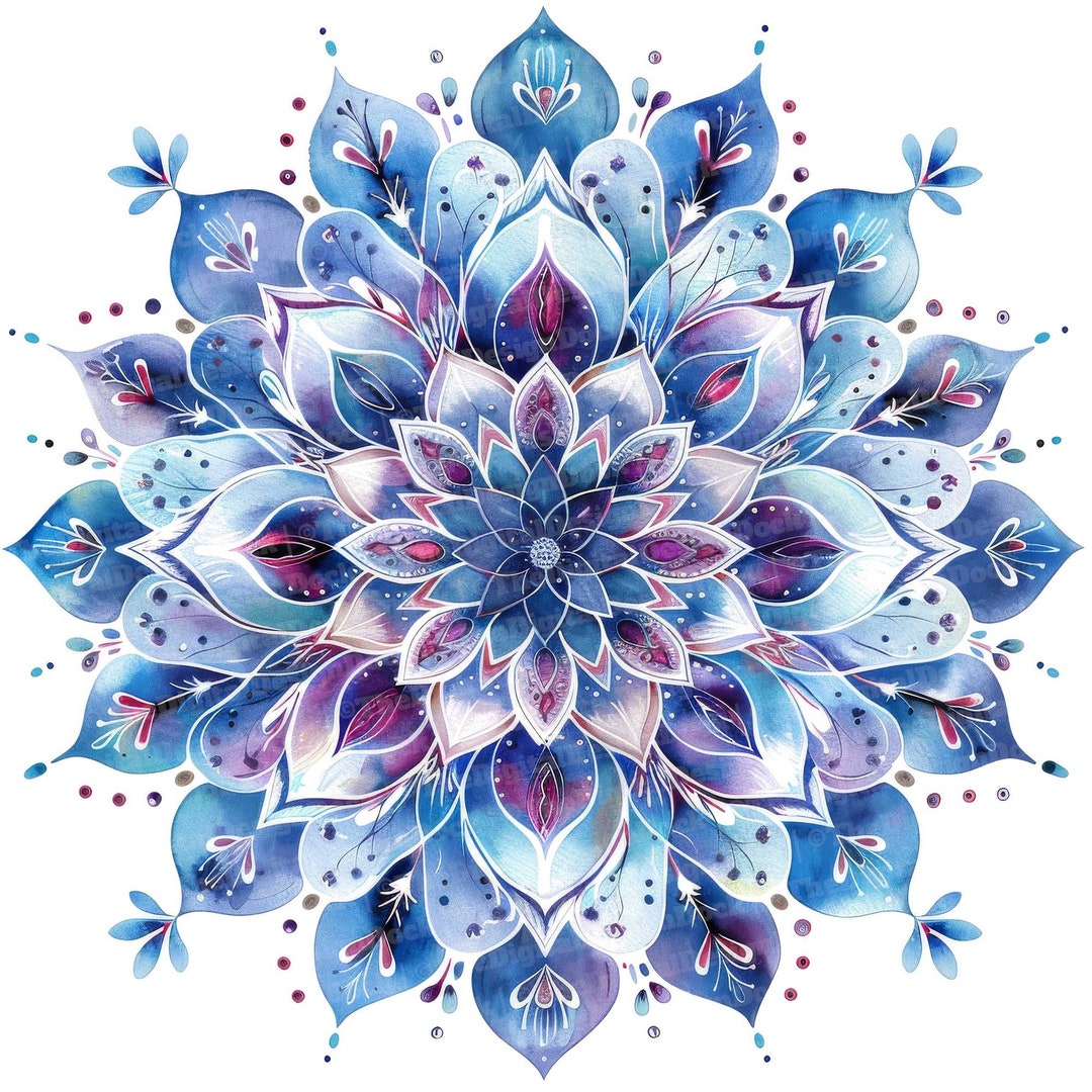 Floral Mandala Clipart, 12 Jpgs, Floral Pattern Clipart, Printable ...