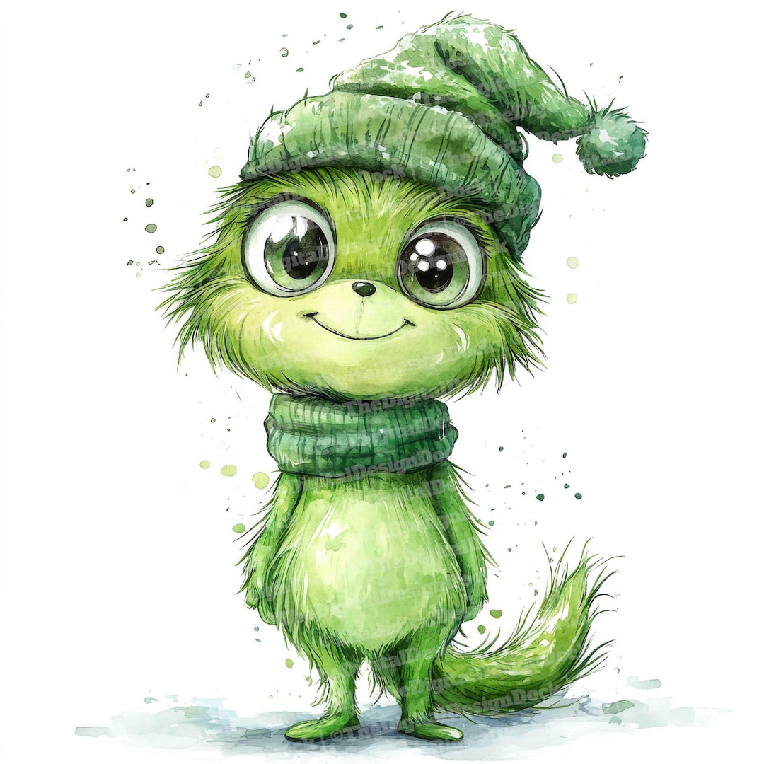 Chibi Green Grinch Clip Art, 12x Cute Furry Character Clipart Set ...