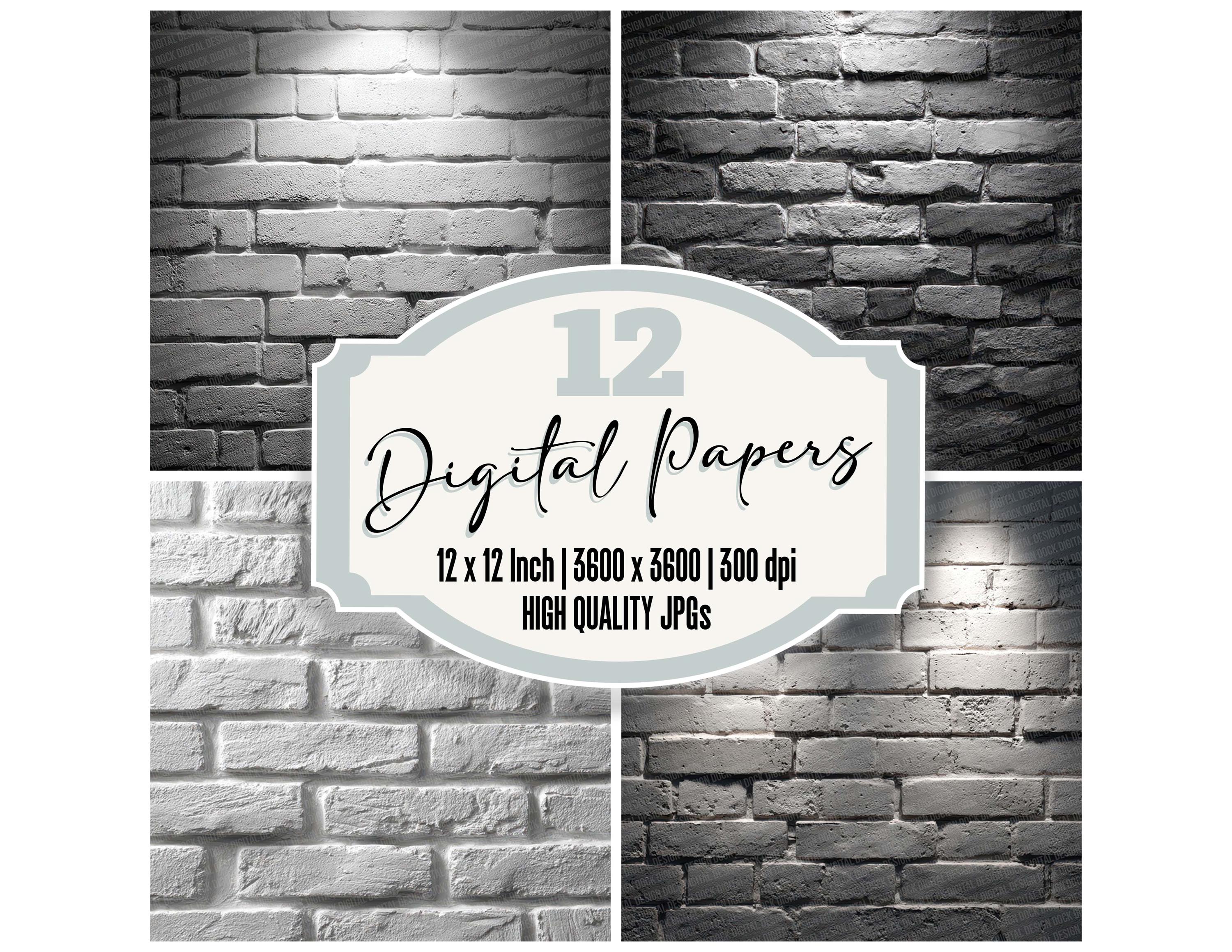 12 Modern Grey Brick Digital Paper Pack Urban Wall Junk Journal Paper ...