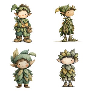 Playful Forest Elf PNG Clipart, 12x Woodland Elf Clip Art Set ...
