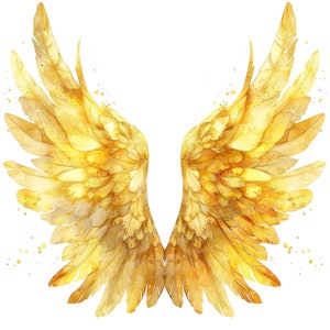 12x Angel Wings Clipart, Golden Angels Wings Clipart, Printable ...