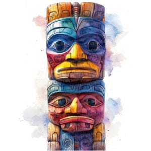 12x Tribal Totem Pole Clipart, Indigenous Artwork, High Quality Jpgs ...