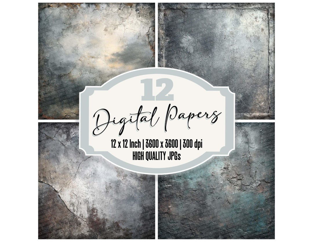 12x Metal Steel Scratch Digital Paper Pack Textured Backgrounds ...
