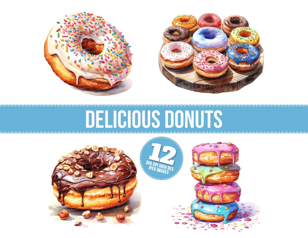 Delicious Donuts Clipart, 12 Jpgs, Desert Clip Art Images, Printable ...