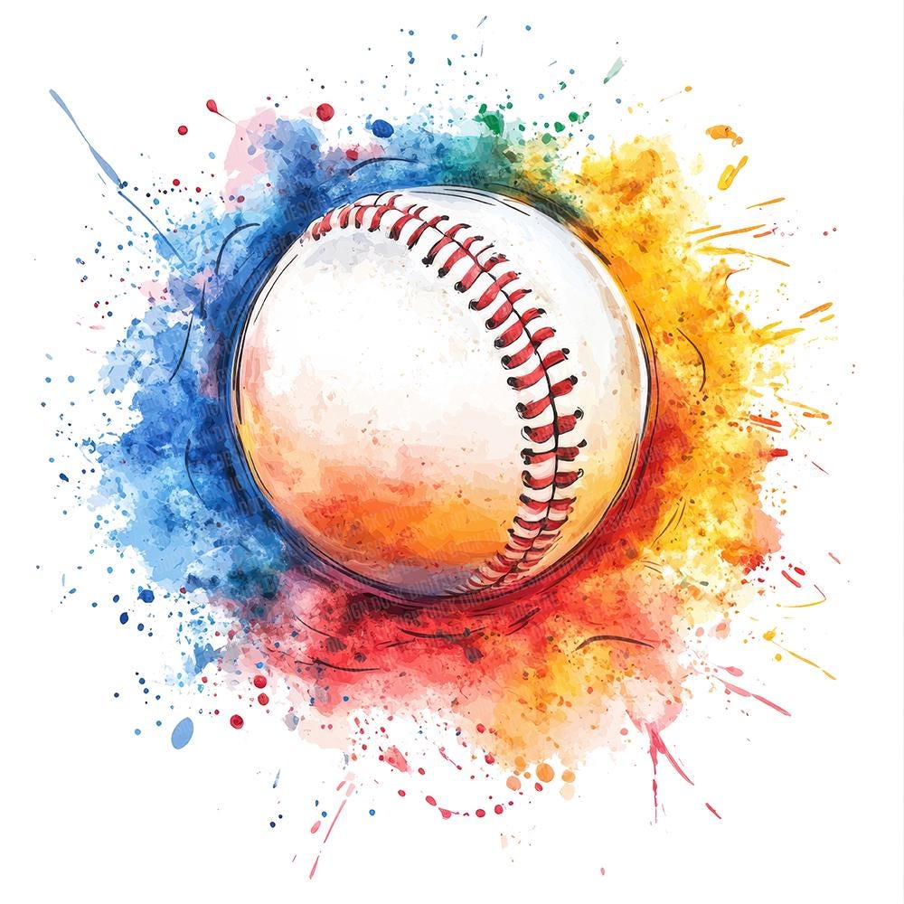 12 Baseball PNG Clipart, Watercolor Sports Ball Art, Vibrant Baseball ...