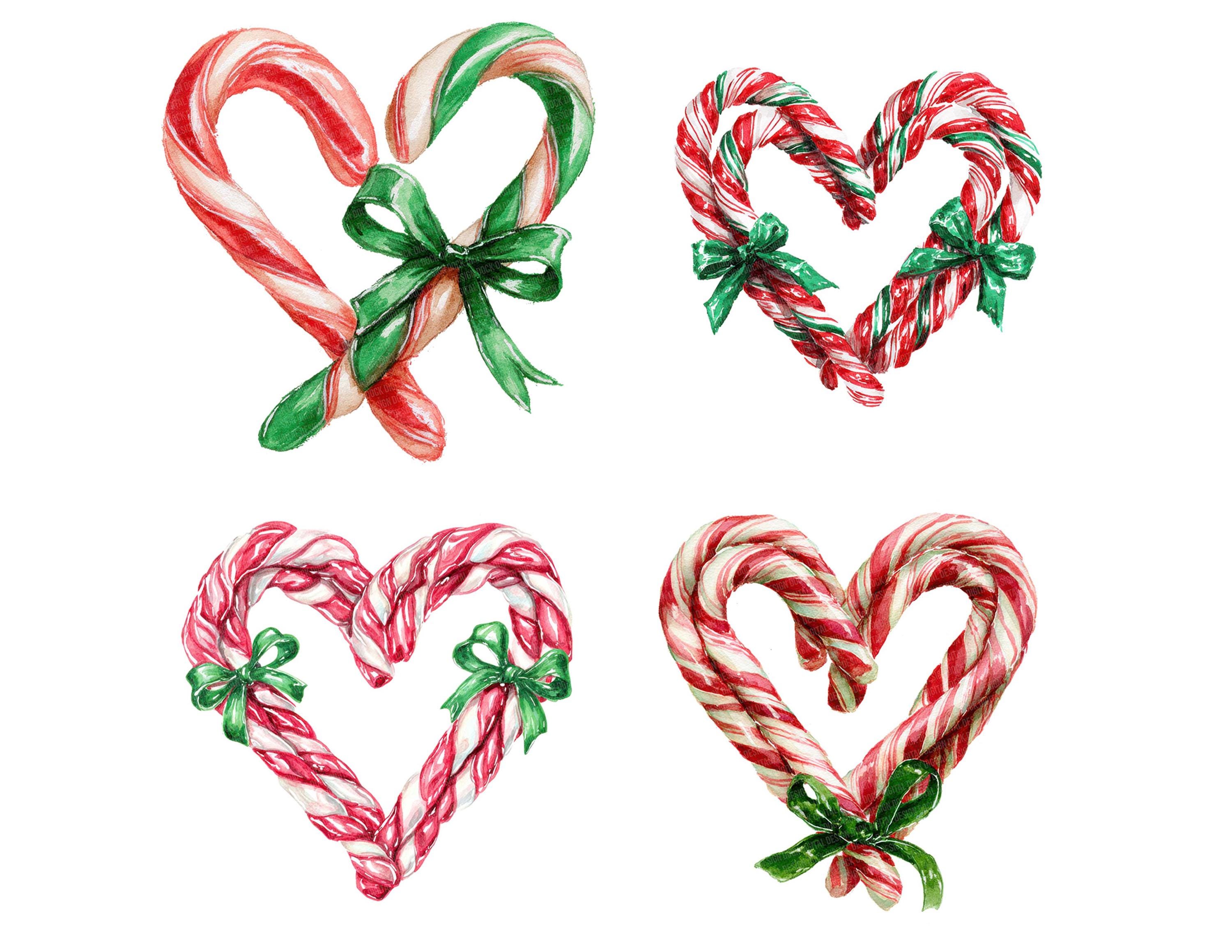 Candy Cane Christmas Heart PNG Clipart, 12x Holiday Candy Clip Art Set ...