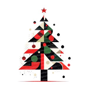 Modern Christmas Tree Clipart, 12x Abstract Holiday Illustrations ...