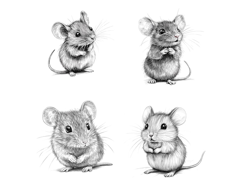 Mouse Sketch PNG Clipart, 12x Intricate Cute Mouse Illustrations ...