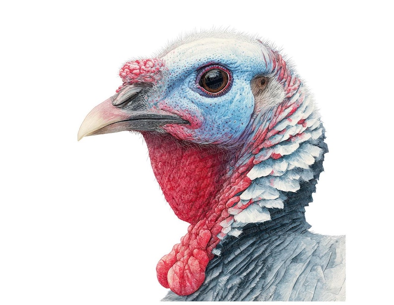 Turkey Head Clipart, 12x Watercolor Farm Bird Pngs, Realistic Turkey ...