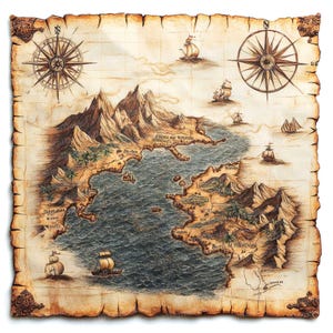 12 Vintage Treasure Map Clipart, Watercolor Old World Map, Printable ...