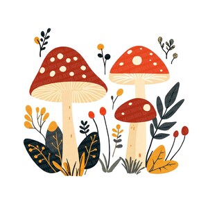 Mushroom PNG Clipart, 12x Forest Mushroom Clip Art Set, Watercolor ...
