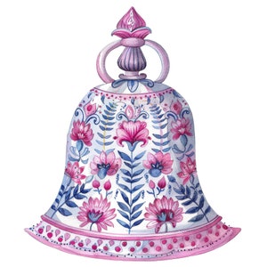 12 Floral Bell Clipart, Vintage Bell Clipart, Printable Watercolor ...