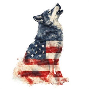 12x Wolf Clipart Set, Watercolor American Flag Art, Watercolor USA Flag ...