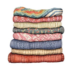 Folded Cozy Sweaters PNG Clipart, 12x Pile of Jumpers Clip Art Set ...