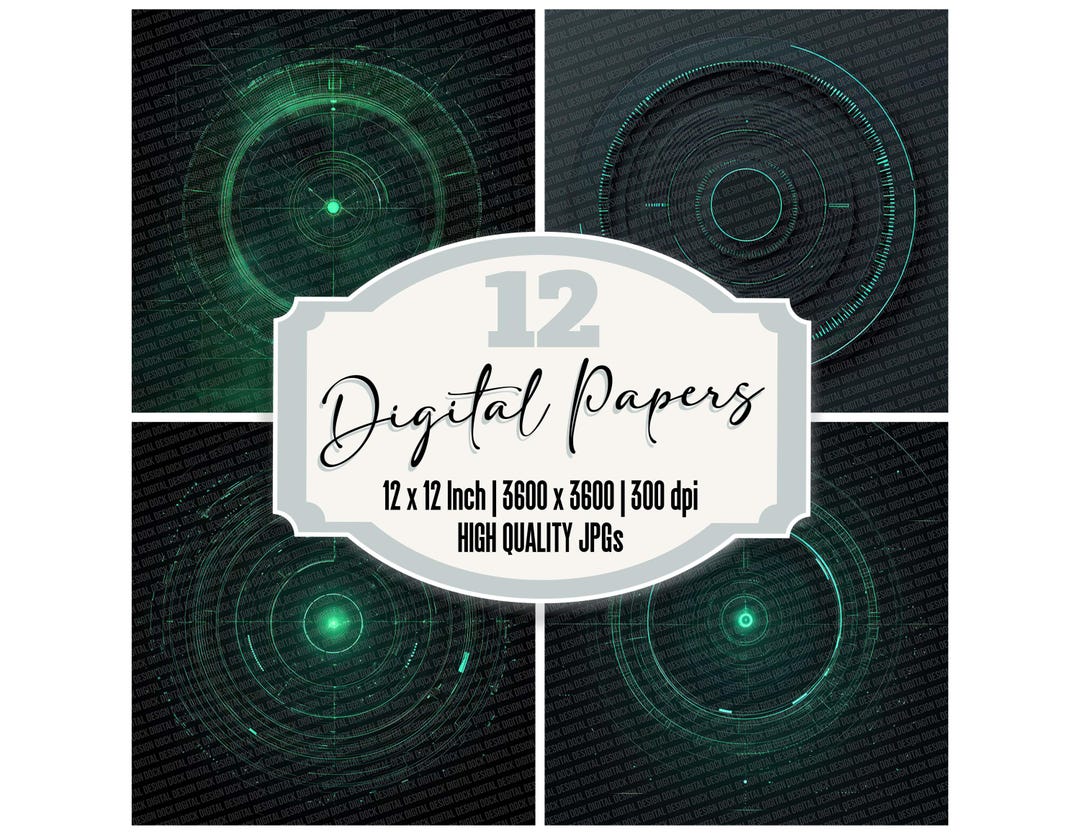 12x Radar HUD Junk Journal Paper Overlay Digital Paper Pack Sci Fi ...