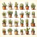 12x Potted Cactus Clipart, Pot Plants Floral Clipart, Printable ...