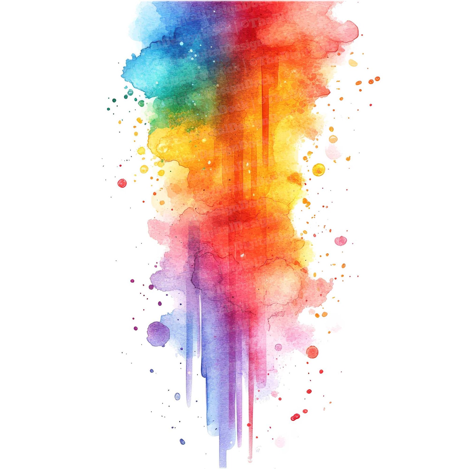 12 Rainbow Splash Clipart, Watercolor Abstract Color Flow, Printable ...