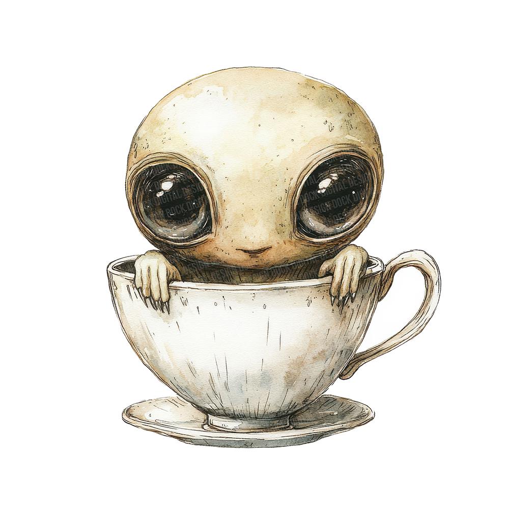 Alien Clipart, 12x Teacup Alien PNG Clip Art Set, Printable Watercolor ...