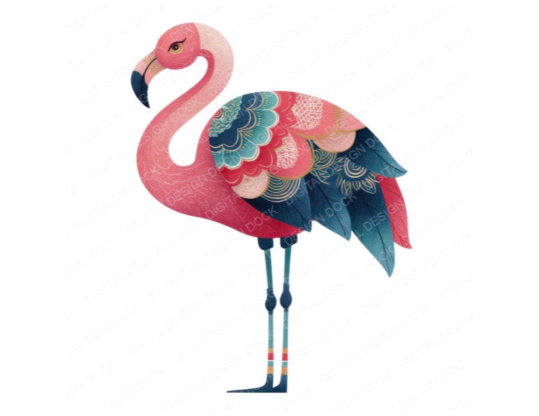 12x Flamingo PNG Clipart, Folk Art Tropical Bird Clip Art Set ...