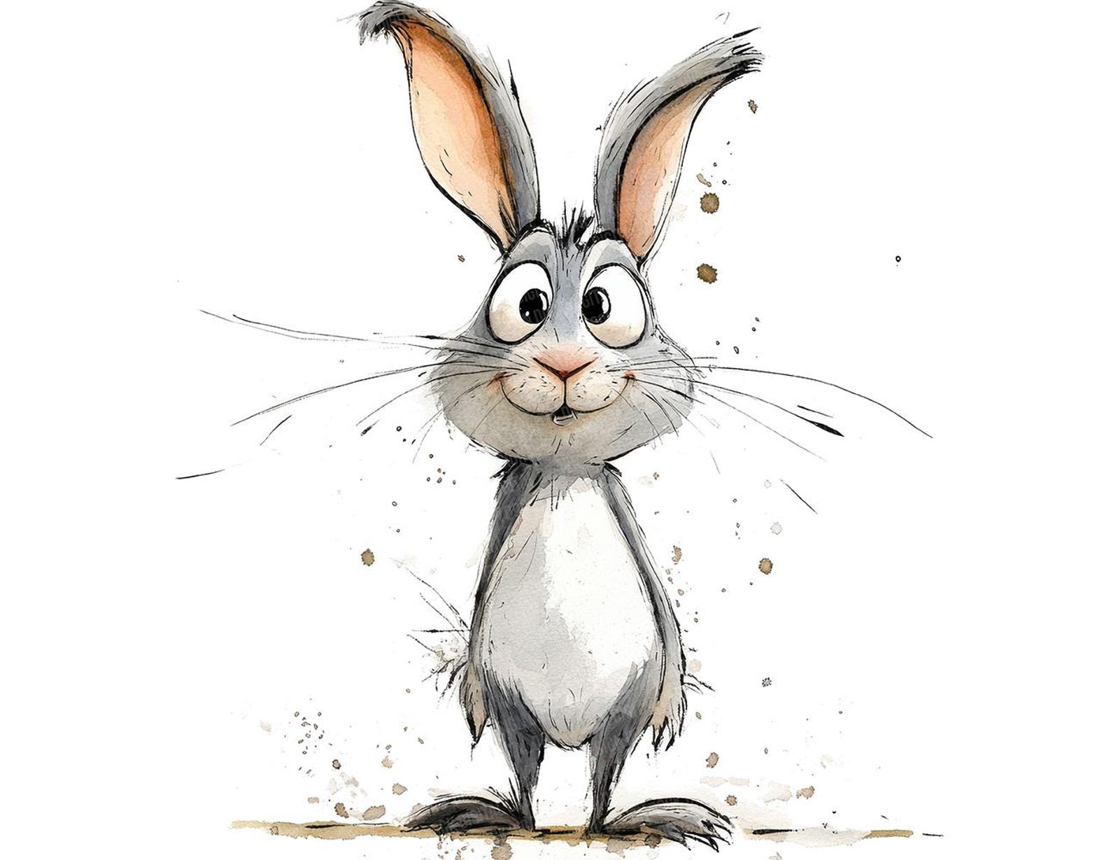 Quirky Rabbit PNG Clipart, 12x Funny Bunny Clip Art Set, Printable ...