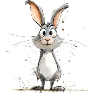 Quirky Rabbit PNG Clipart, 12x Funny Bunny Clip Art Set, Printable ...