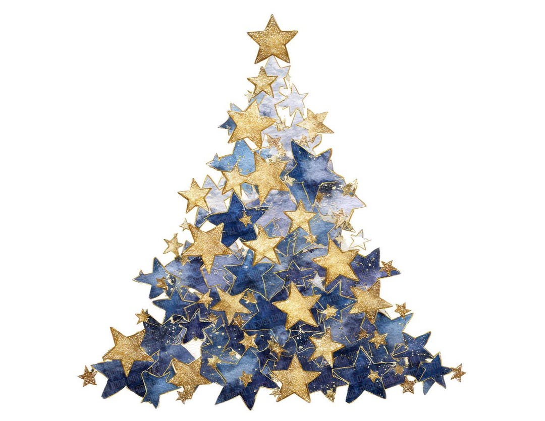 Christmas Twinkle Tree PNG Clipart, 12x Watercolor Twinkling Star Trees ...
