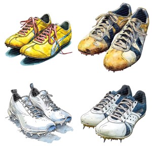 12x Track Spikes PNG Clipart, Running Shoes Clip Art, Watercolor ...