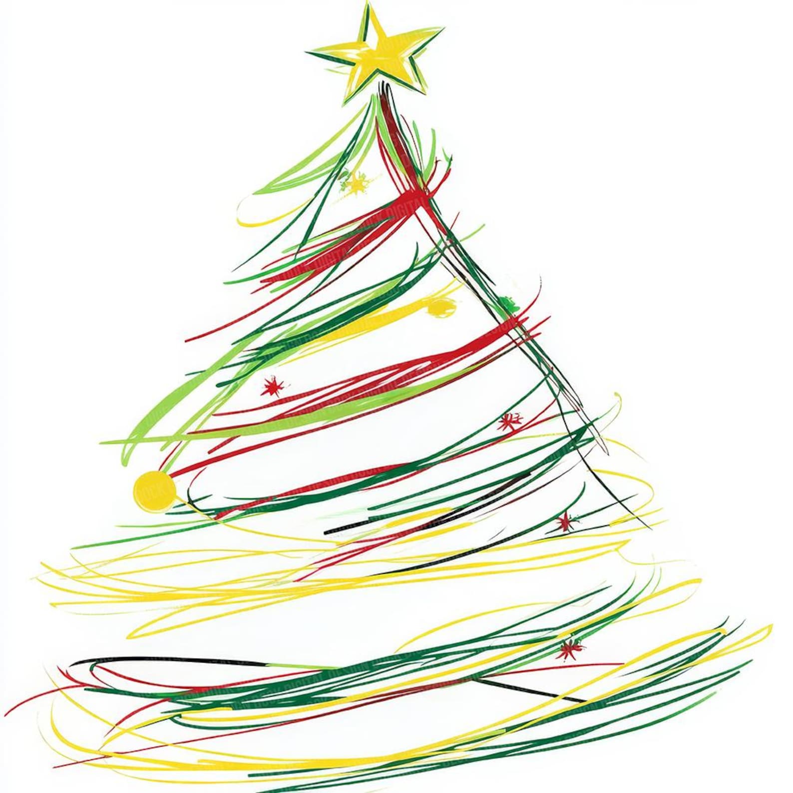 Holiday Tree PNG Clip Art, 12x Abstract Swirled Christmas Tree Clipart ...