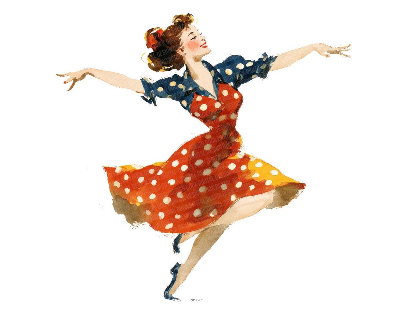 Jitterbug Dancer PNG Clipart, 12x 1940s Retro Dance Clip Art Set ...